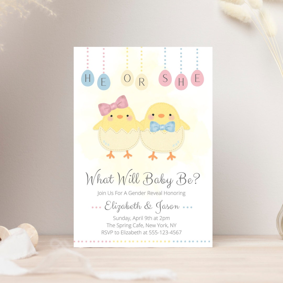Spring Gender Reveal Invitation Digital, Gender Reveal Digital ...