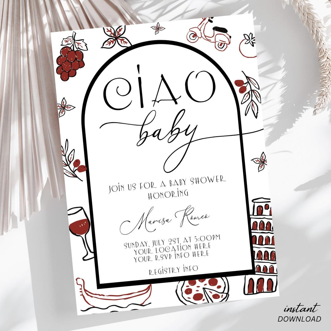 Ciao Baby Invitation, Italian Baby Shower Invitation, Italian Theme ...