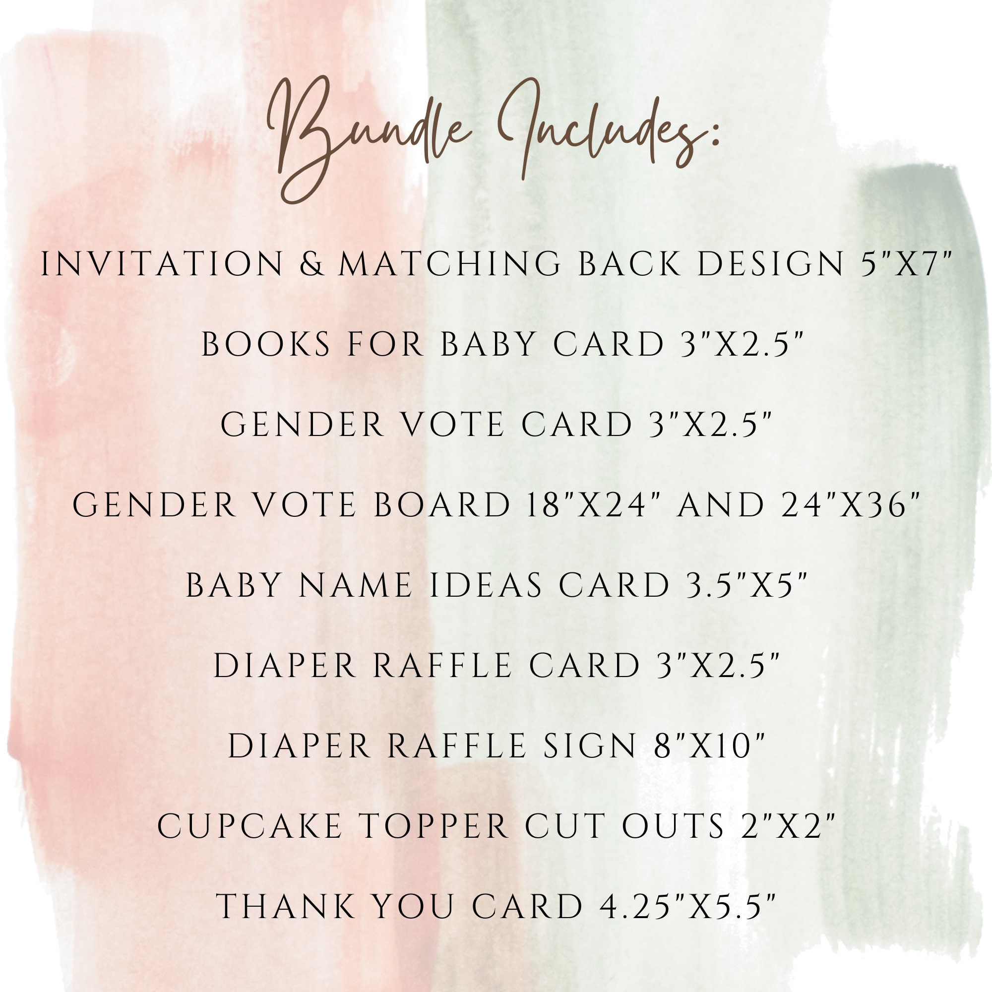 Sage and Pink Gender Reveal Invitation Digital Green and Peach Gender ...