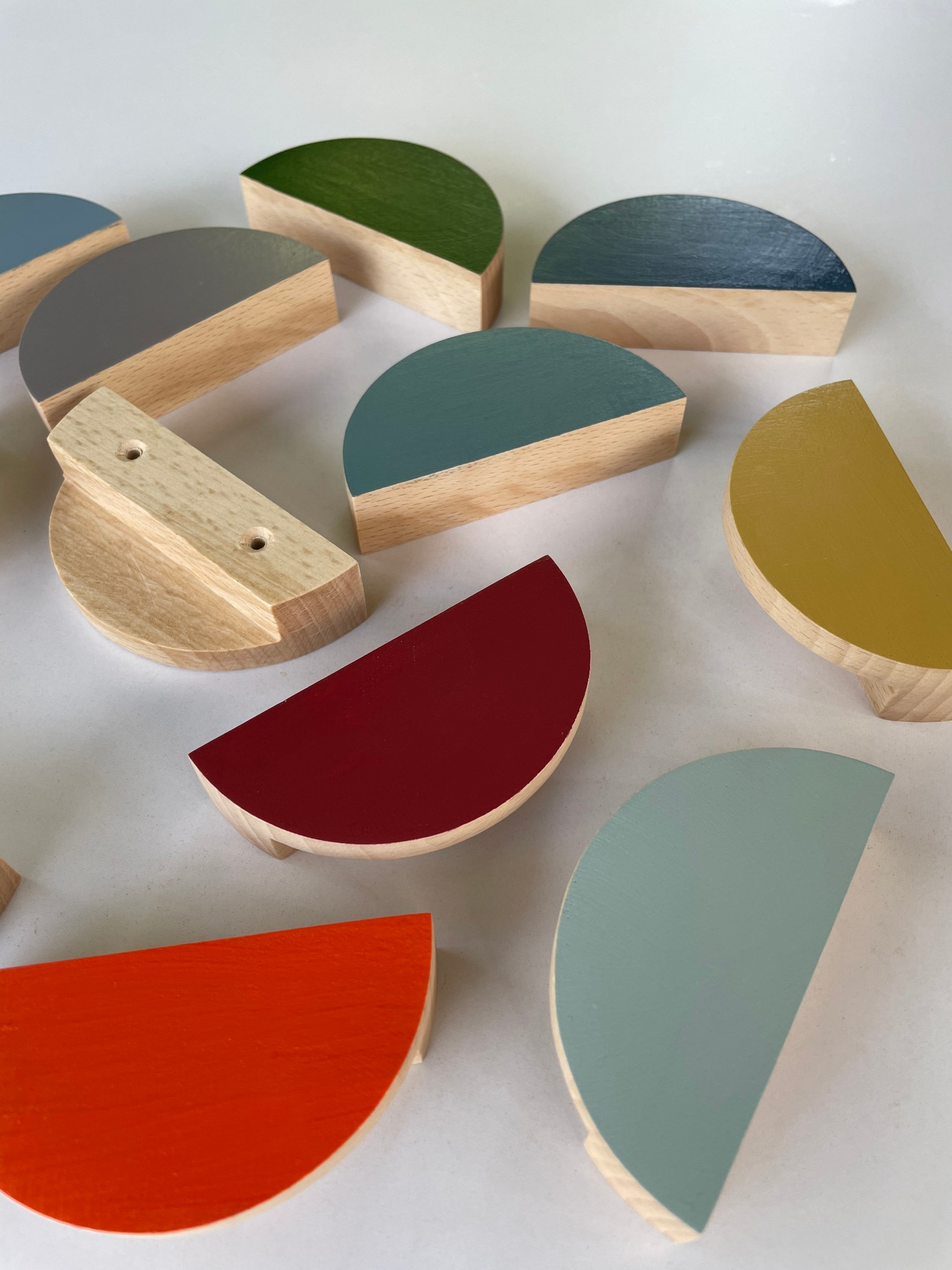 SW013 HALF Handles/wooden Pulls/colours Handles/cabinet Drawer - Etsy