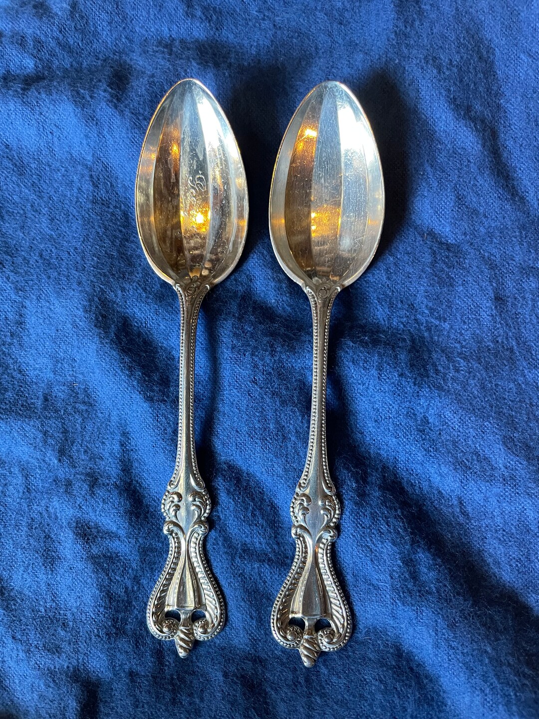 1895 TOWLE SILVER Set of 2 Five O'clock Teaspoons Old Colonial ...