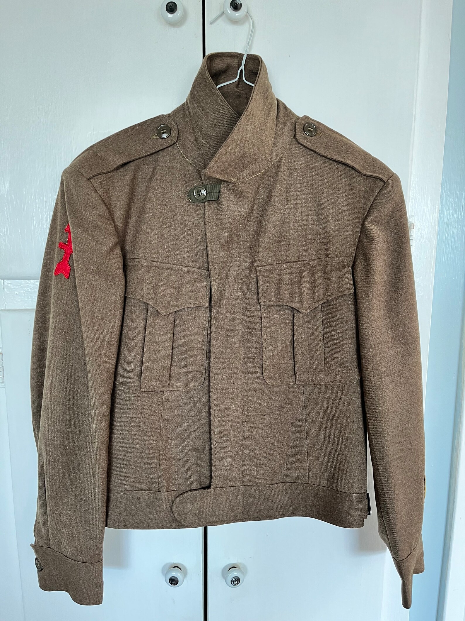 Vintage 1940s U.S. Army Brown Wool Coat W/ Red Arrow Division Patch ...