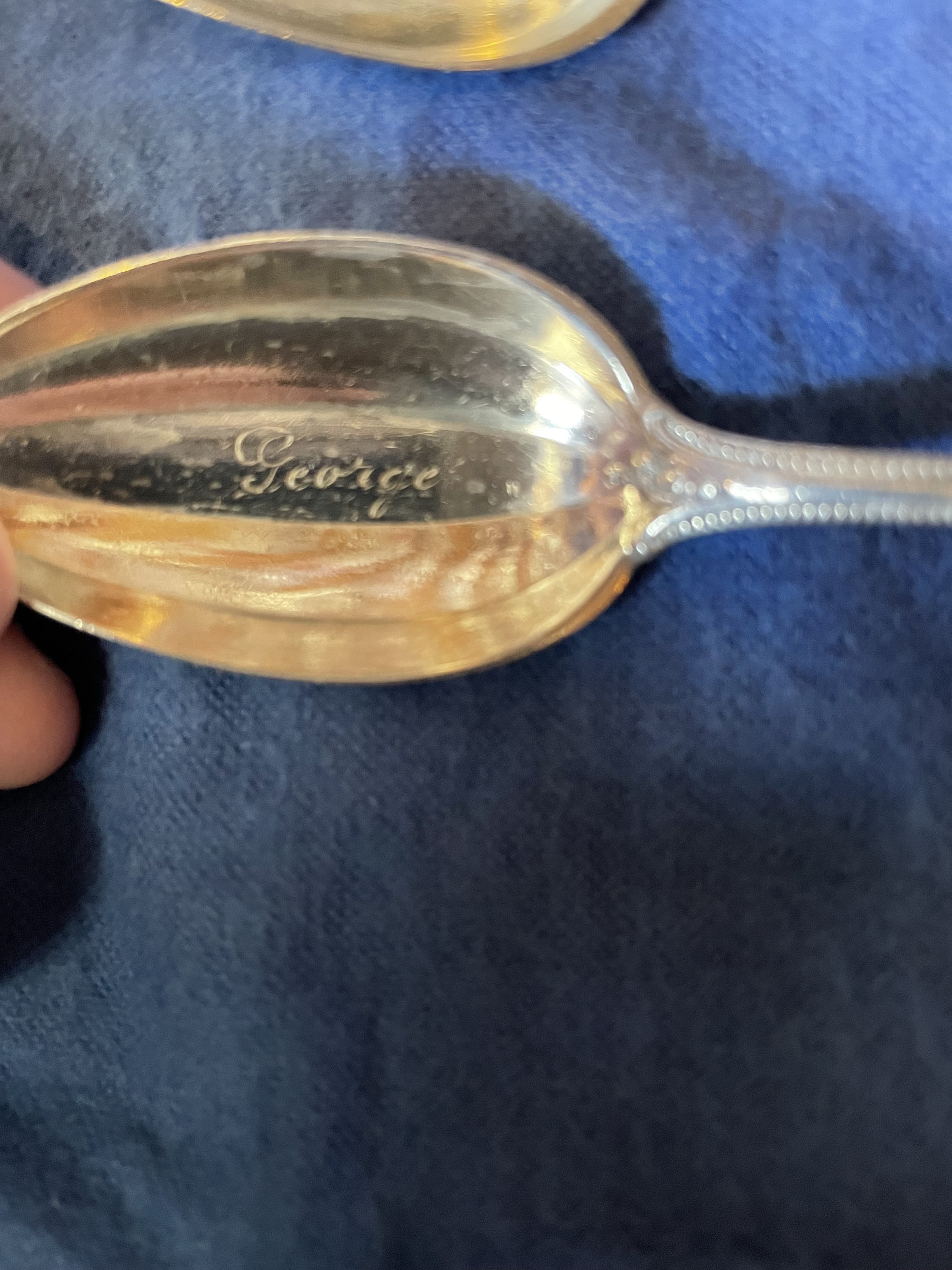 1895 TOWLE SILVER Set of 2 Five O'clock Teaspoons Old Colonial ...