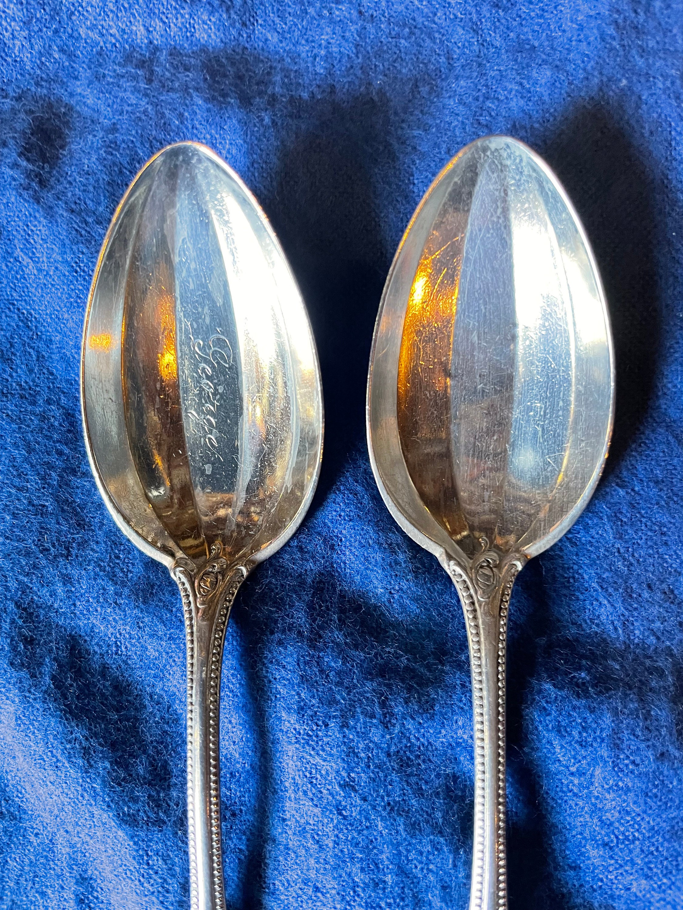 1895 TOWLE SILVER Set of 2 Five O'clock Teaspoons Old Colonial ...