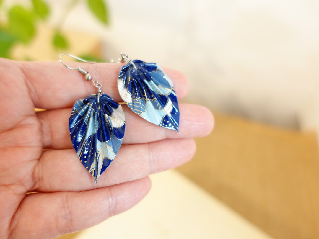Origami Leaves / Japanese Origami Jewelry / Earrings / - Etsy