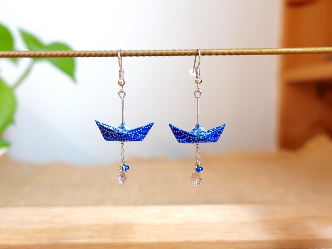 Origami-Boot / Origami-Ohrringe / Japanisches Papier WASHI PROTECTION ...