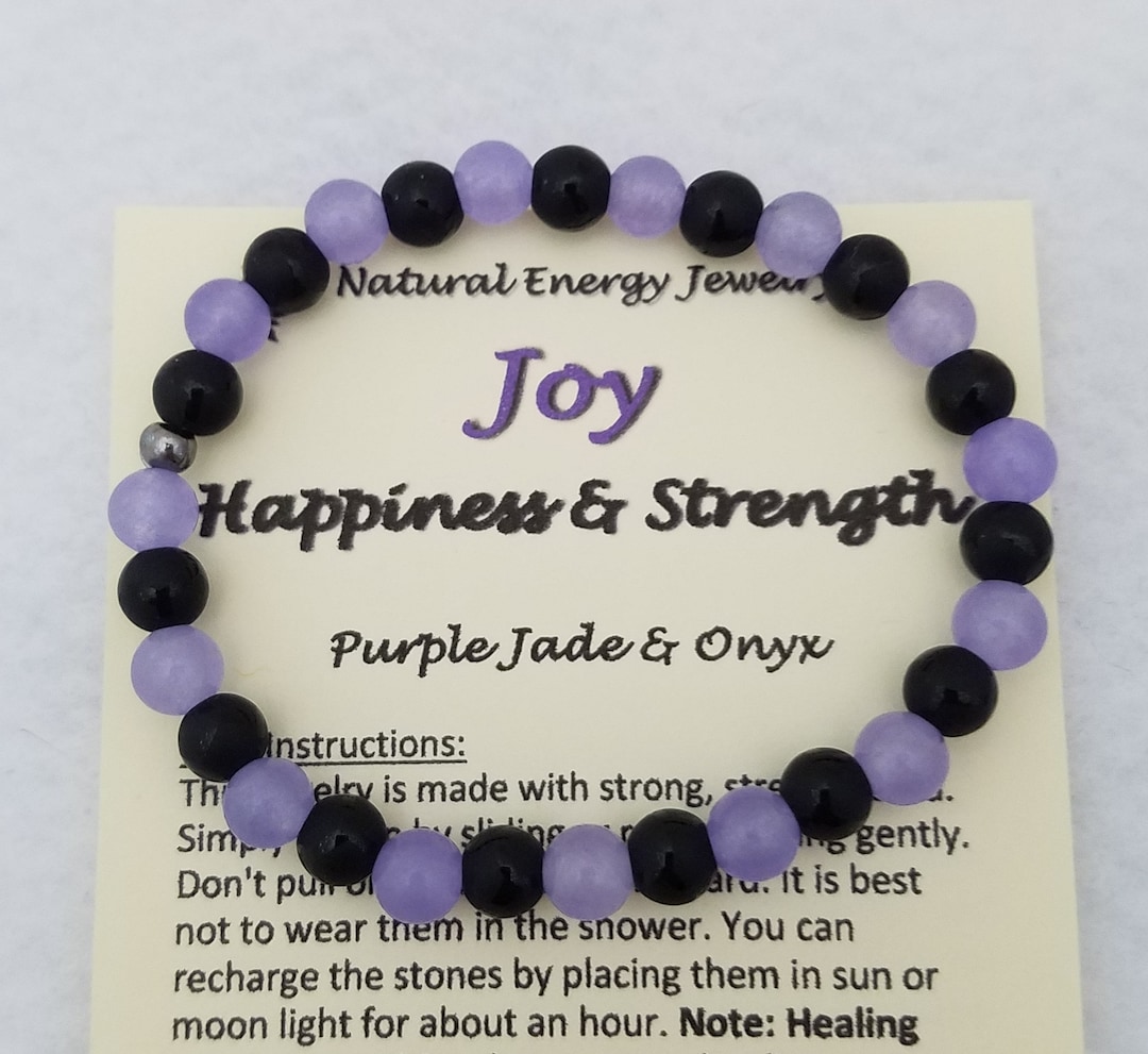 Joy Bracelet or Anklet, Purple Jade & Onyx Bracelet, Energy Bracelet ...