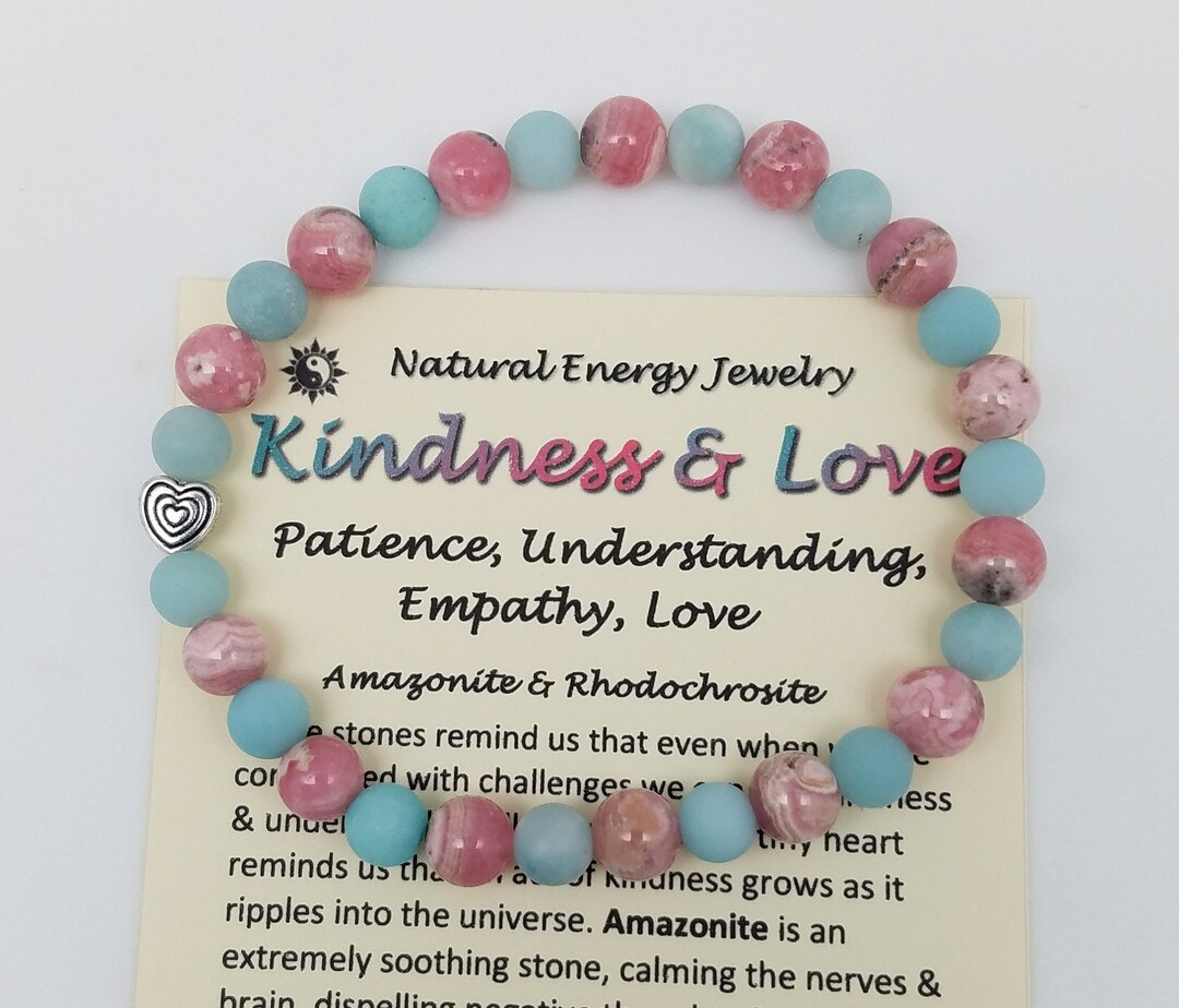 Kindness and Love Bracelet, Made of Amazonite & Rhodochrosite, Supports ...