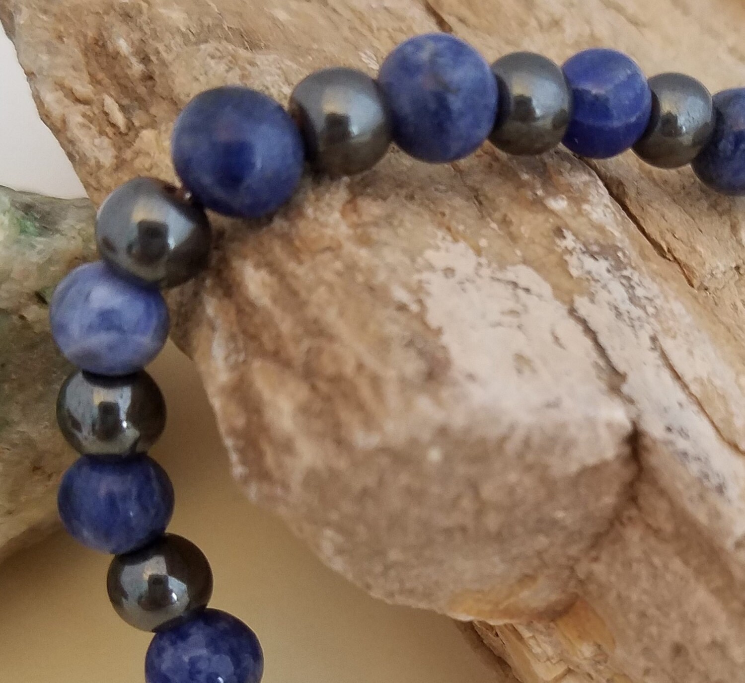 Focus Bracelet Hematite & Sodalite Stone Bracelet Blue and - Etsy Australia