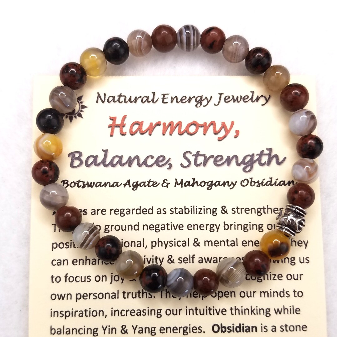 Harmony, Strength and Balance Bracelet, Mahogany Obsidian & Botswana ...