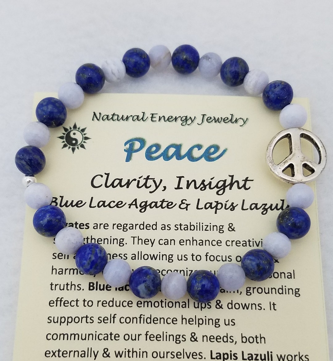 Peace Bracelet, Lapis Lazuli & Blue Lace Agate Jewelry, Anklet ...