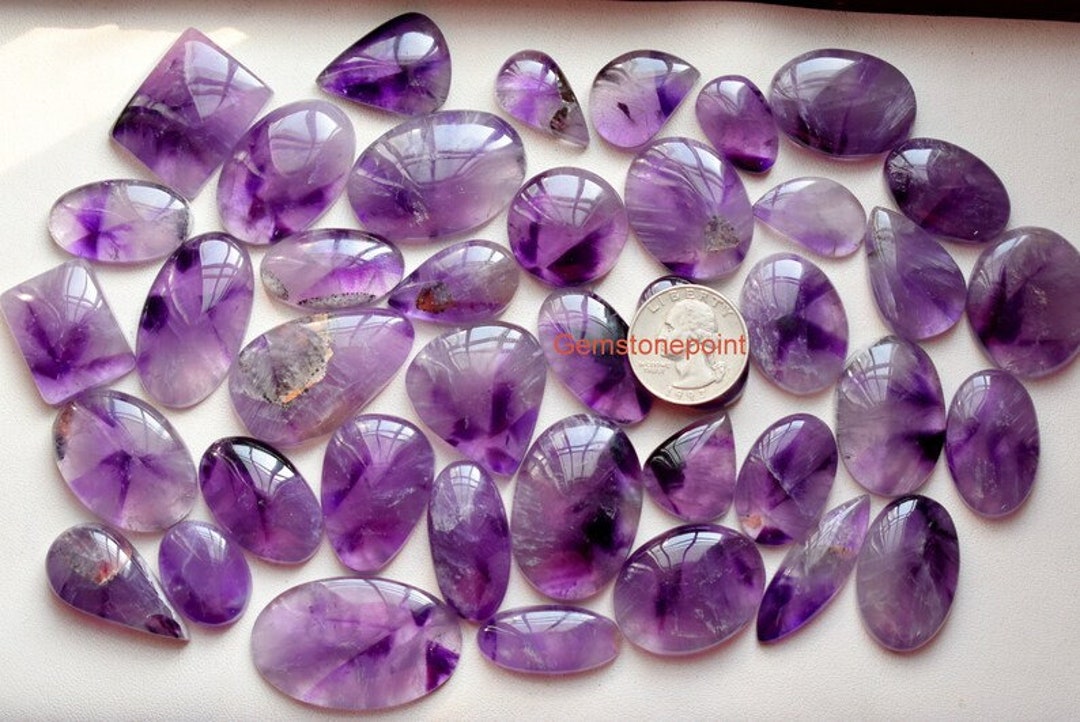 Lot of Natural Apache Amethyst Gemstone Cabochon in Different Shapes ...