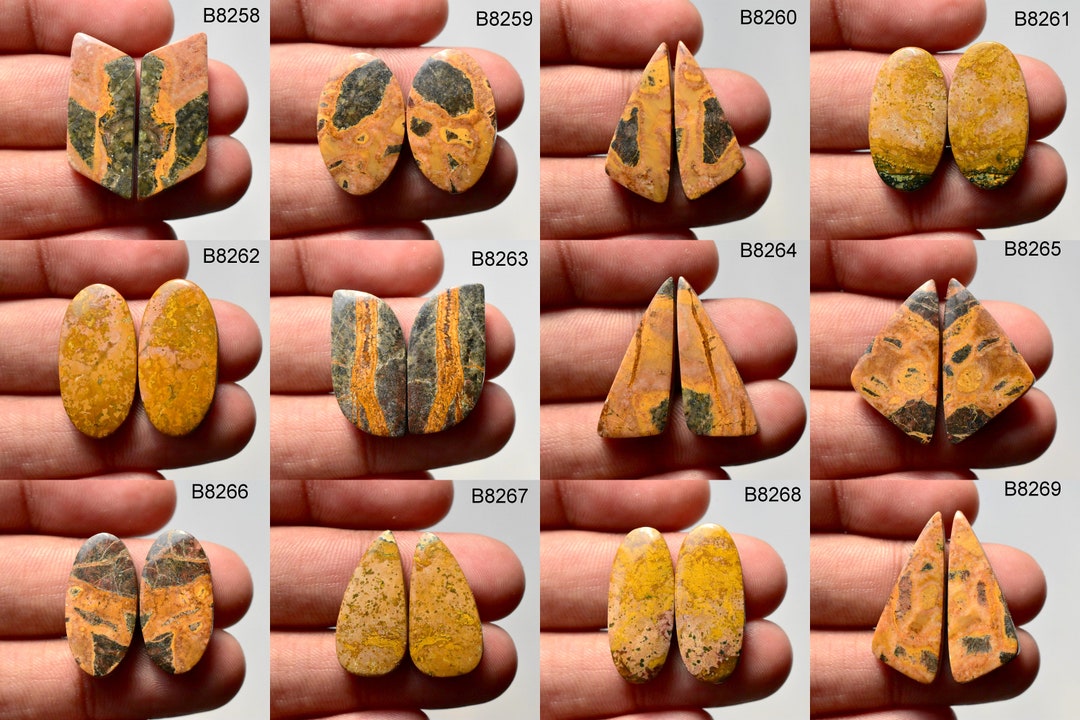 Natural Malinga Jasper Gemstone Matched Pair, Gemstone Pair, Loose Semi ...