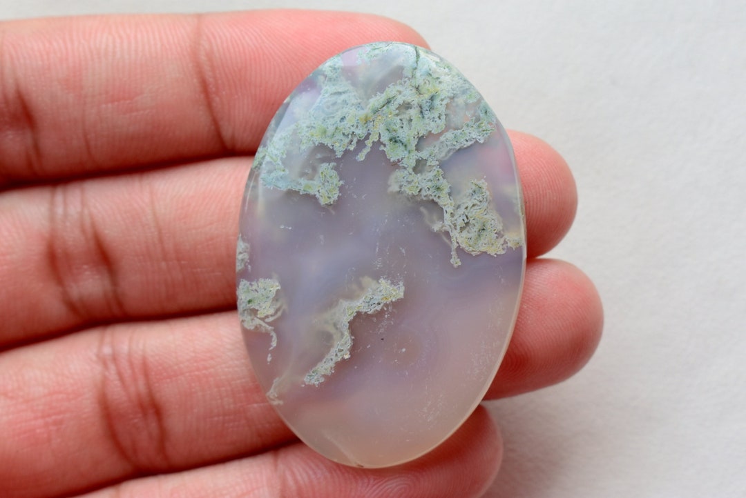 46x31x4 Mm Natural Scenic Indonesian Moss Agate Gemstone, Genuine Moss ...