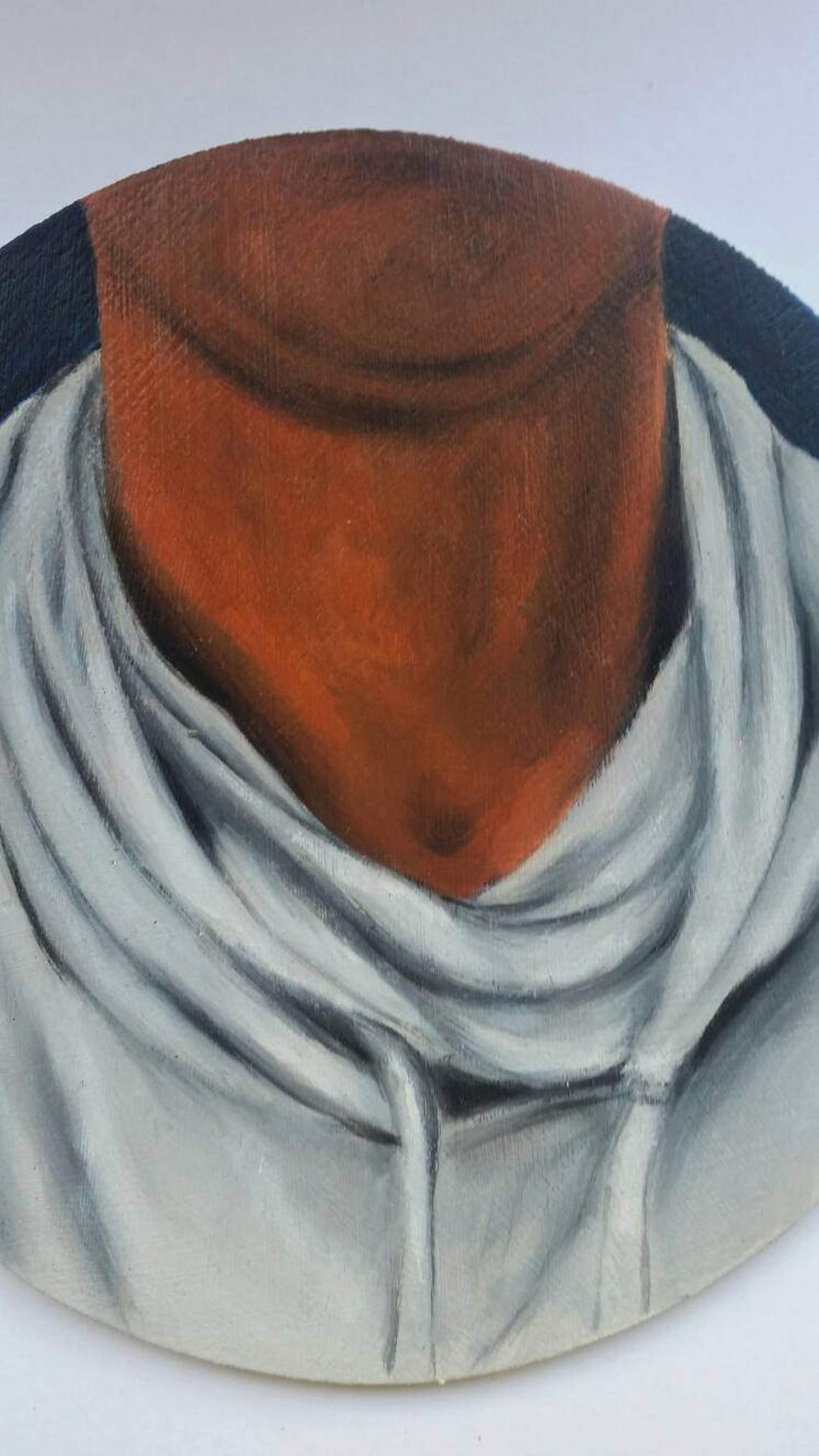 Muse 2.3 Framed Circular Oil Painting of a Man's Neck and Shoulders ...