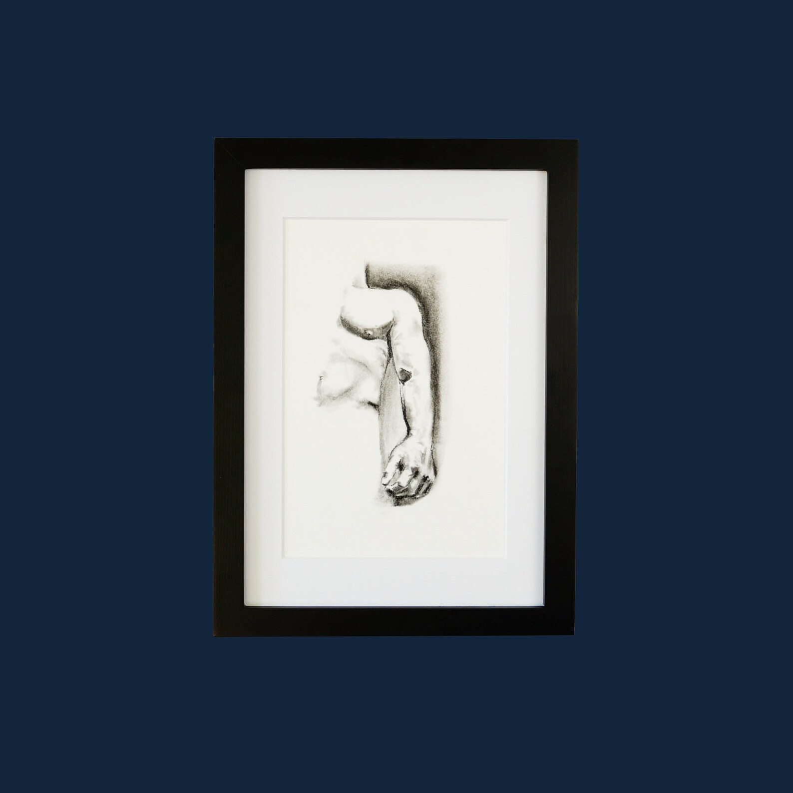 Muscle Study 7 Charcoal Drawing Male Figure Representational Home Decor ...
