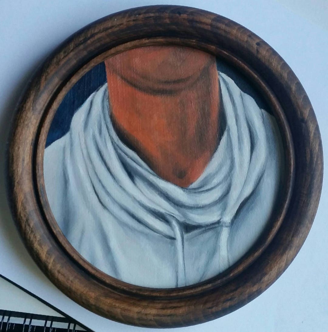 Muse 2.3 Framed Circular Oil Painting of a Man's Neck and Shoulders ...