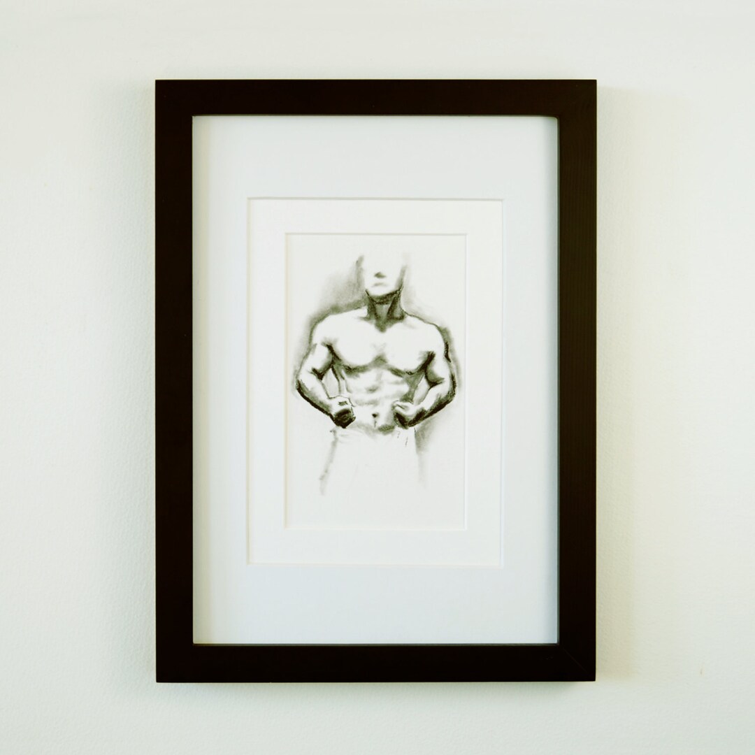 Muscle Study 5 Bodybuilder Art, Charcoal Sketch, Original Artwork, Male ...