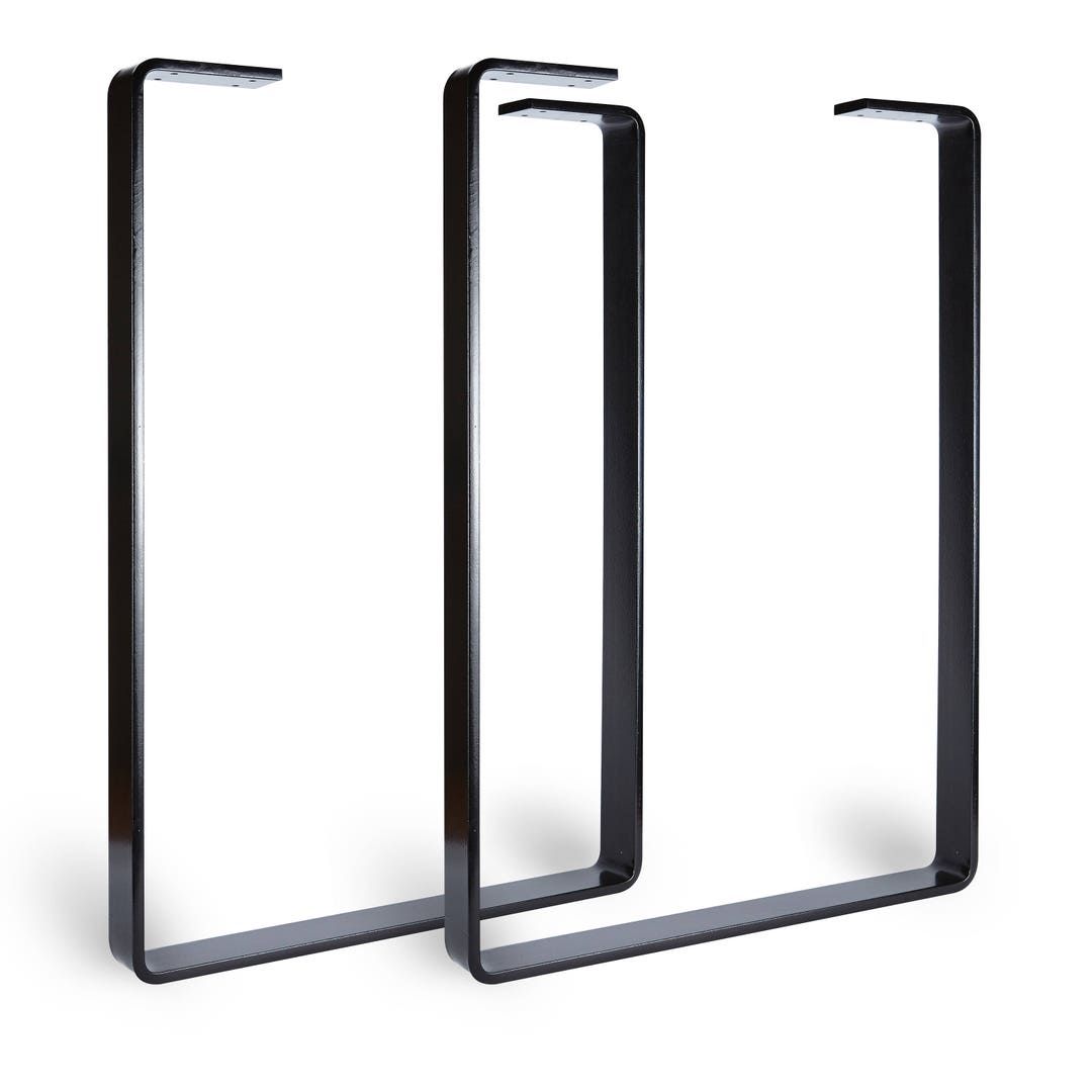 2 X Heavy Duty Flat Steel Table Legs / Powder Coated / Retro Metal ...