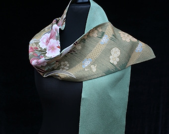 Vintage Japanese Kimono Scarf Long Narrow Silk Scarf Japanese Scarf ...