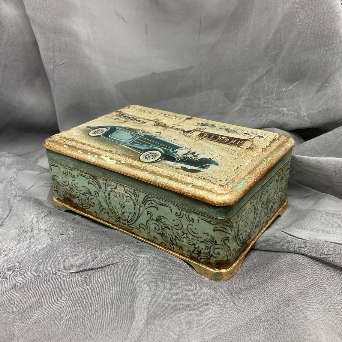 Jewelry Box, Clocks Box, Art Deco Box, Vintage Decoupage Box, Vintage ...