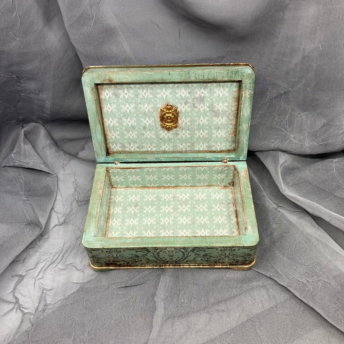 Jewelry Box Clocks Box Art Deco Box Vintage Decoupage Box | Etsy