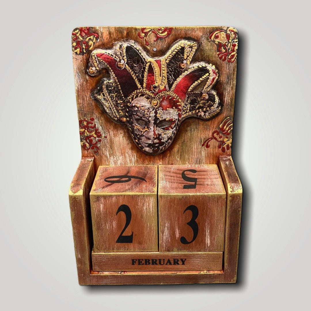 Perpetual Calendar, Original Block Calendar, Calendar “carnival “ - Etsy
