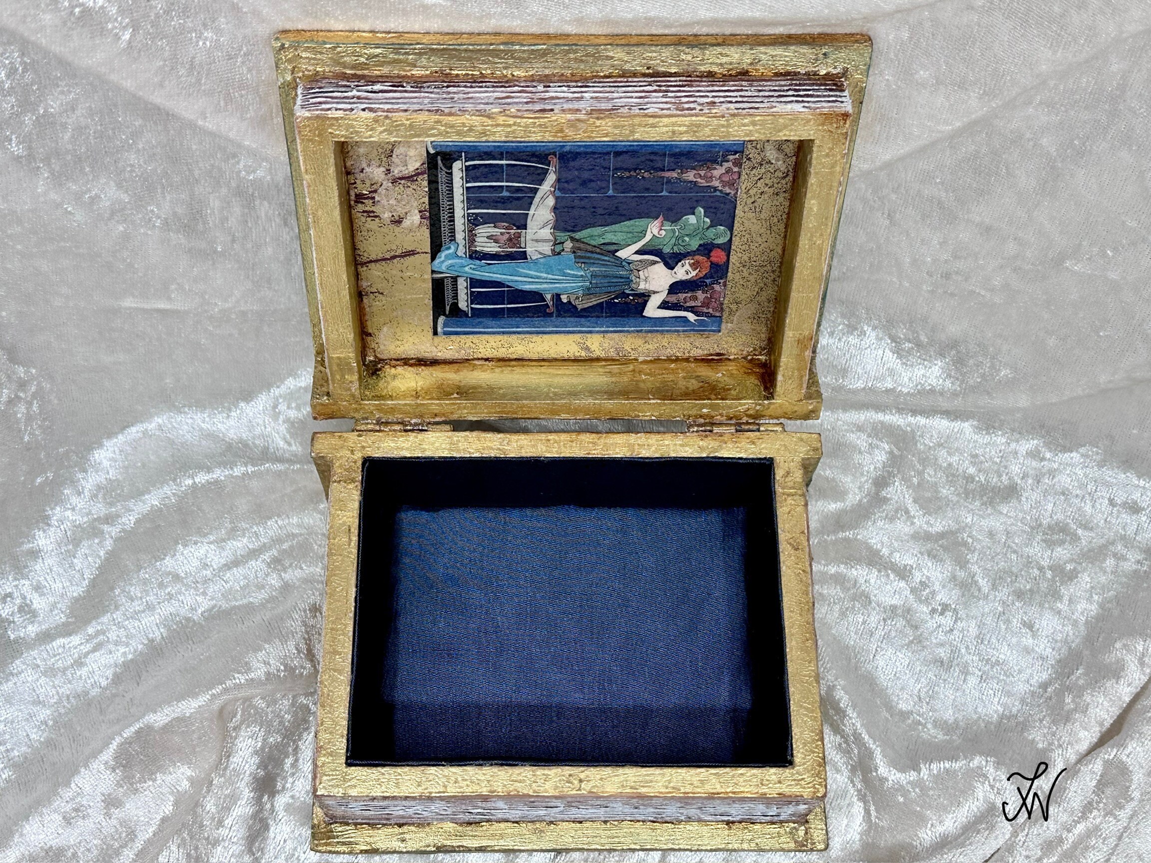 Small Book-box, Wooden Book-box, Jewelry Box, Keepsake Box, Artdeco Box ...