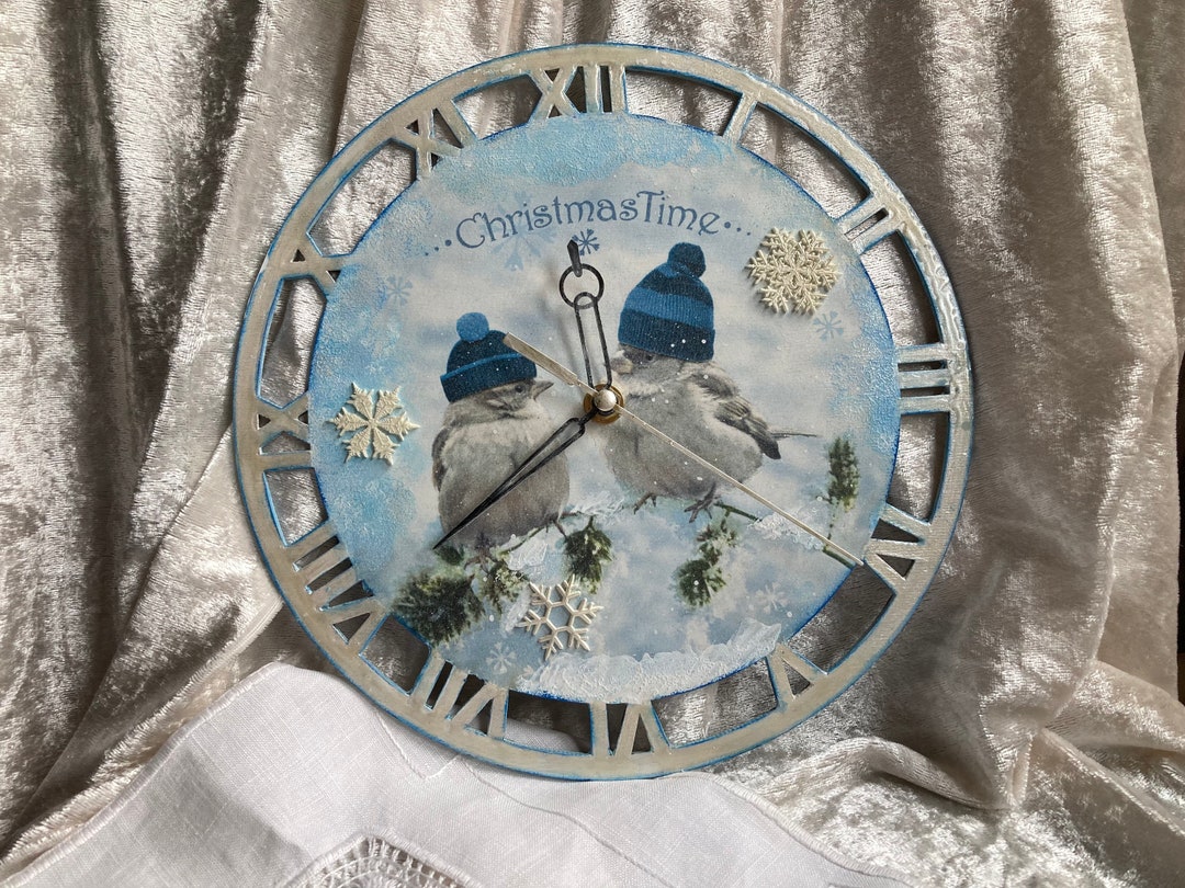Wall Clock With Christmas Motive, Wall Clock With Birds, Round Wall ...