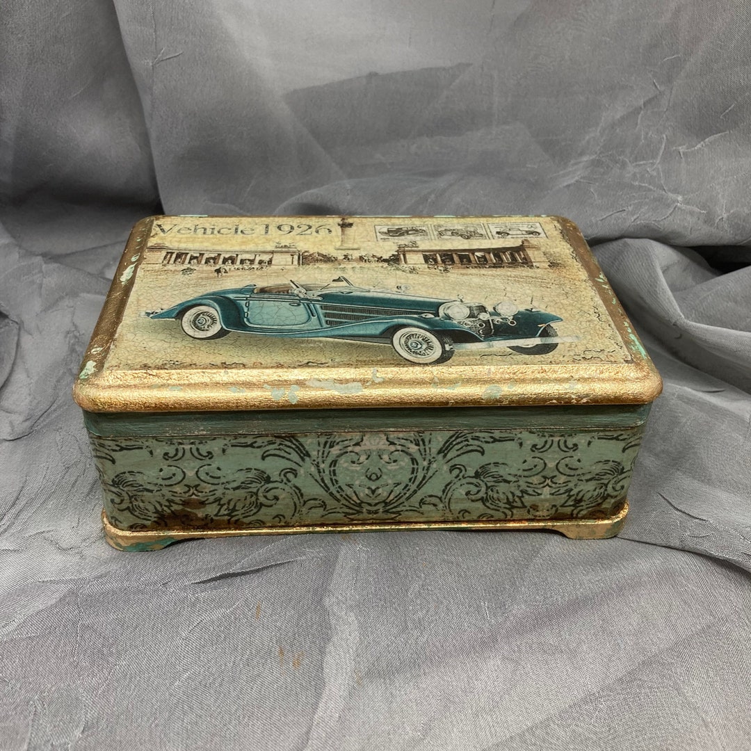 Jewelry Box, Clocks Box, Art Deco Box, Vintage Decoupage Box, Vintage ...