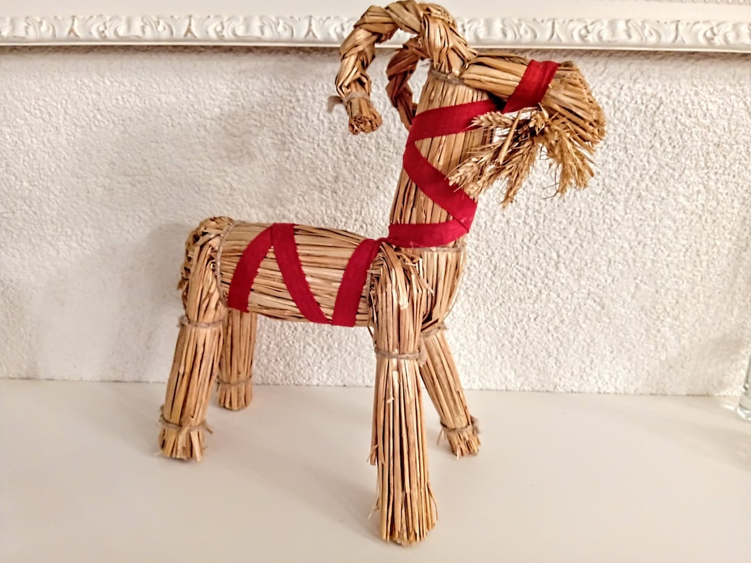 Scandinavian LARGE 13.4'' 34cm Vintage Decoration Straw Swedish Goat ...