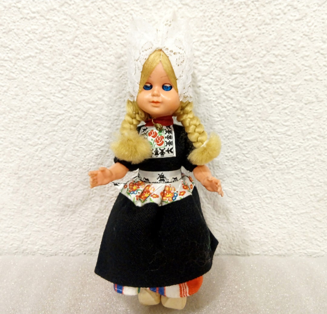 Dutch Costume Doll Wooden Clogs Vintage Handmade Holland Girl Figurine ...