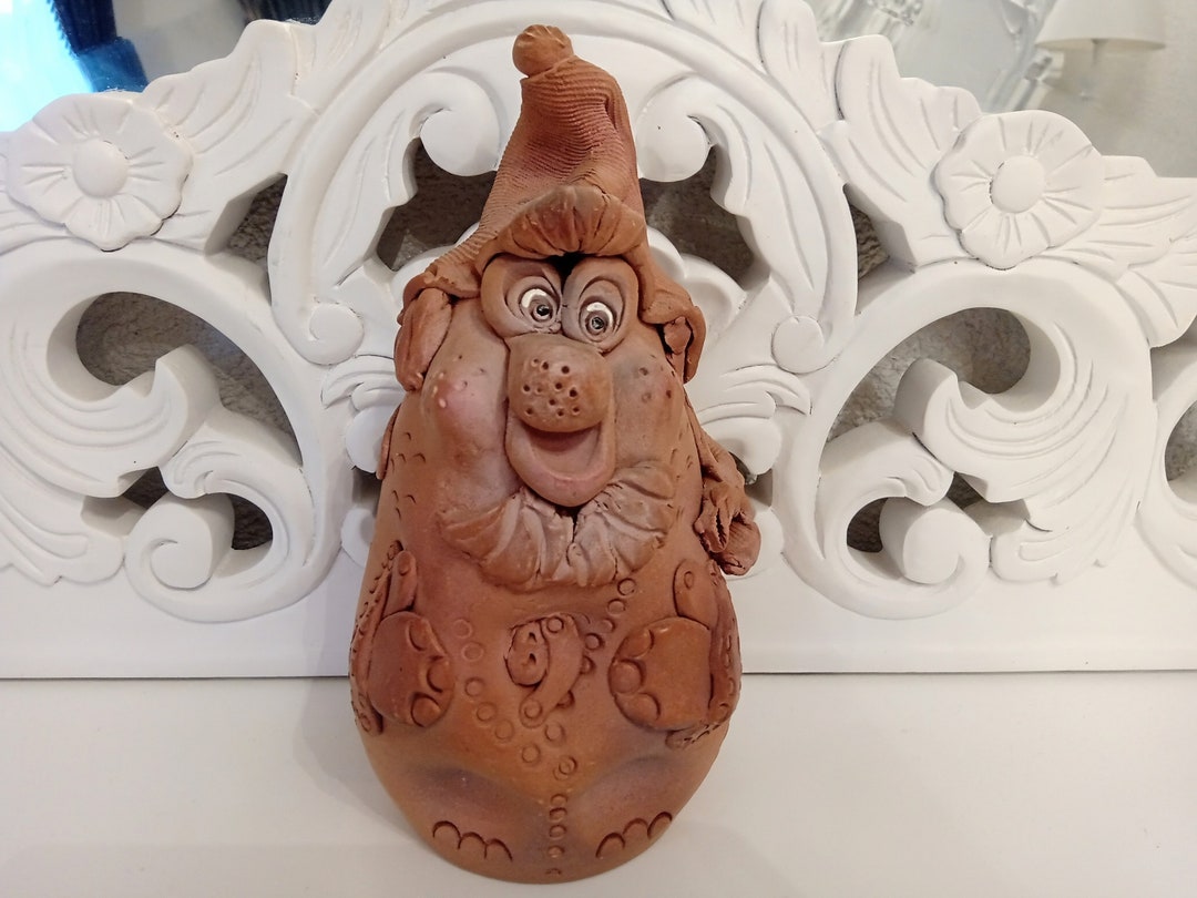 Cute Large Vintage Ceramic Gnome Coin Bank Money Box Figurine ...