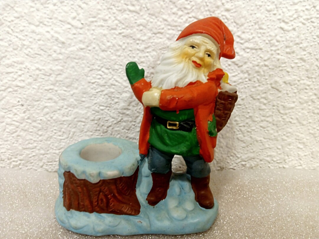 Vintage Christmas Candle Holder Pottery Santa Candlesticks Swedish ...