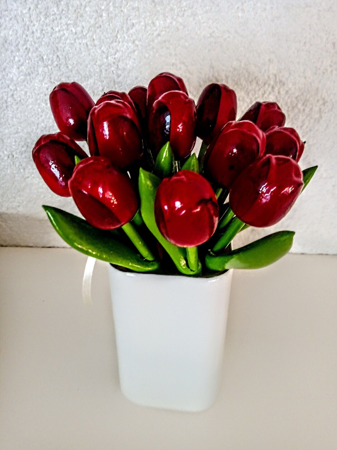 Red Wood Tulips Dutch Wooden Tulip Table Decor Wedding Rustic Home ...