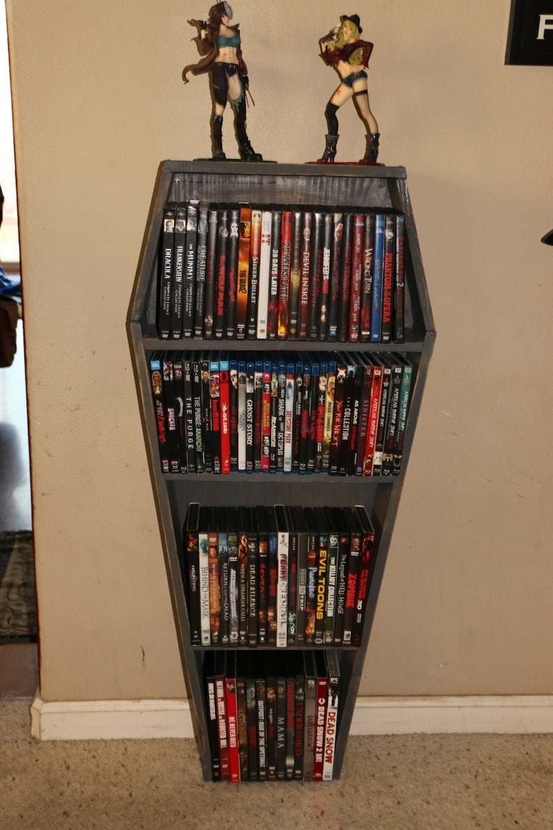 Custom Rustic Handmade Horror Coffin Shelf / Bookshelf / DVD Case - Etsy