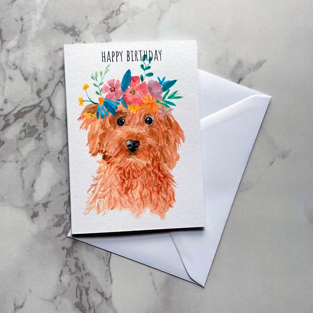 Cavapoo Birthday Card Apricot Cavapoo Card Dog Birthday - Etsy