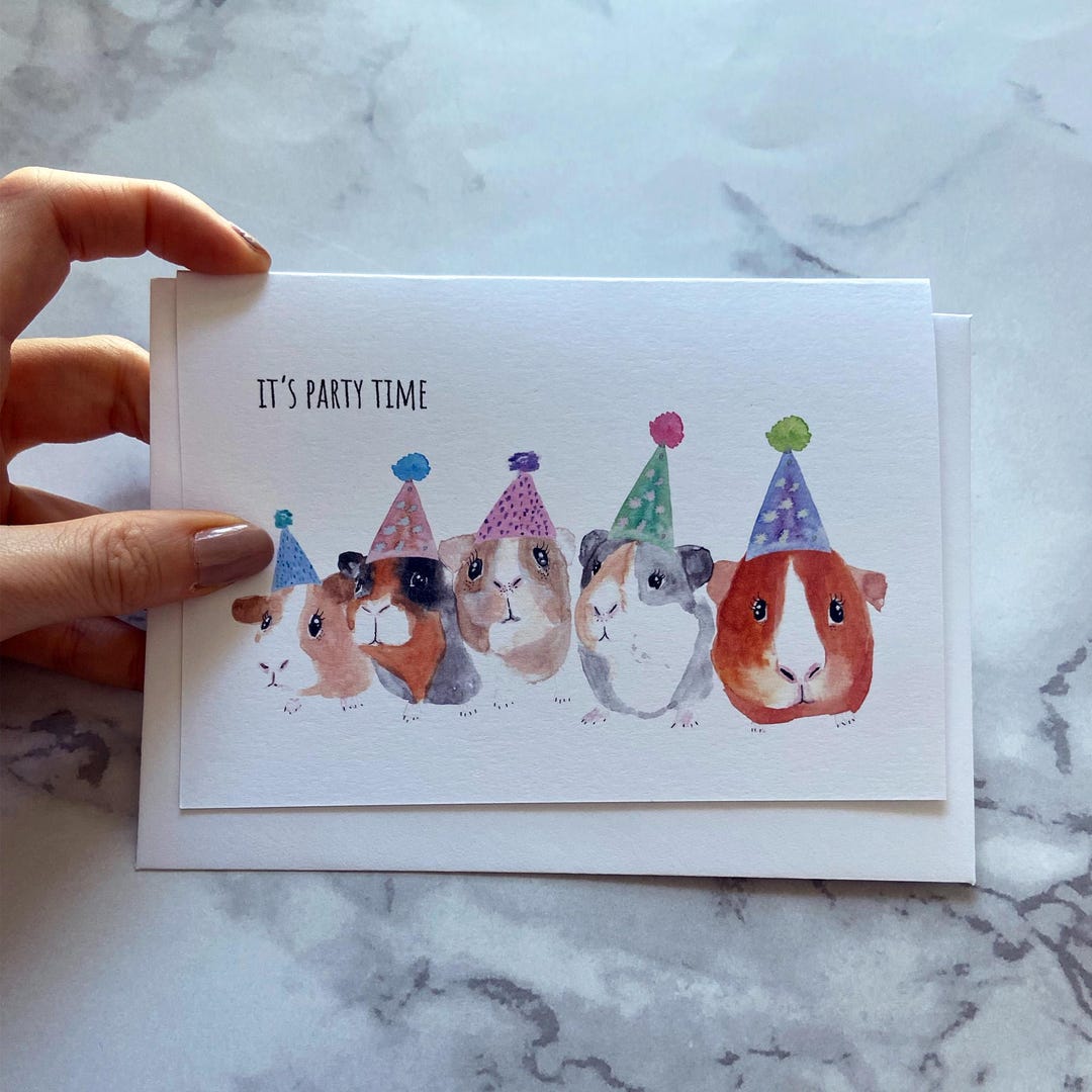Guinea Pig Card, Guinea Pig Birthday Card, Party Card, Birthday Card ...