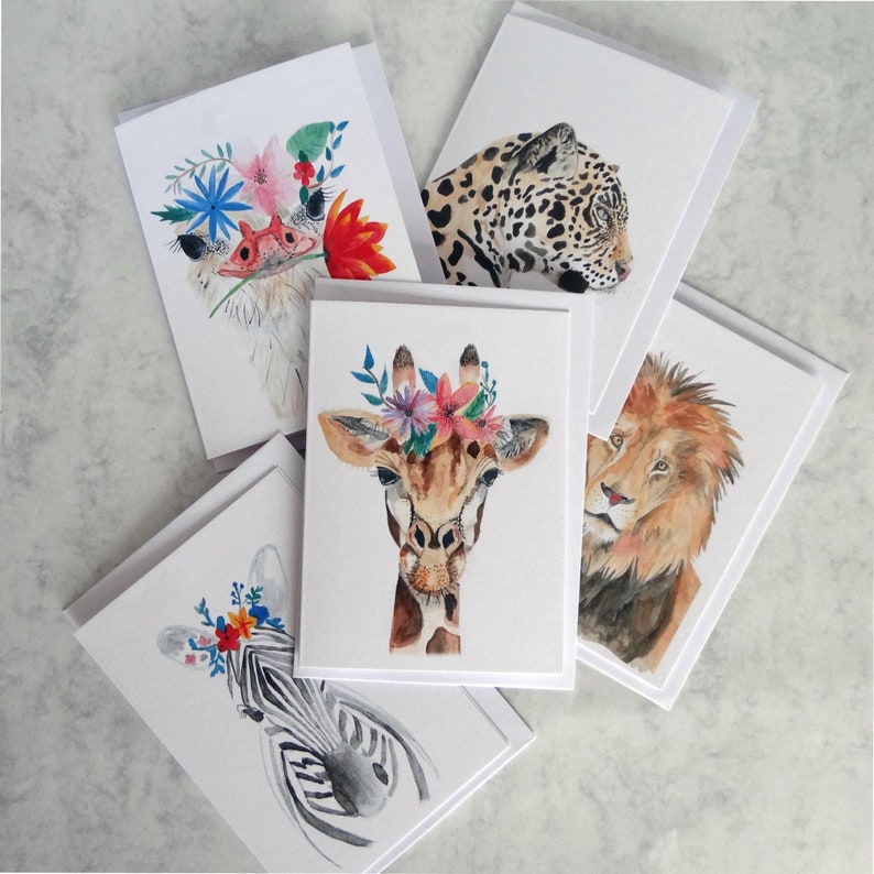 Wild Animal Card Set Card Set Animal Card Set Penpal - Etsy