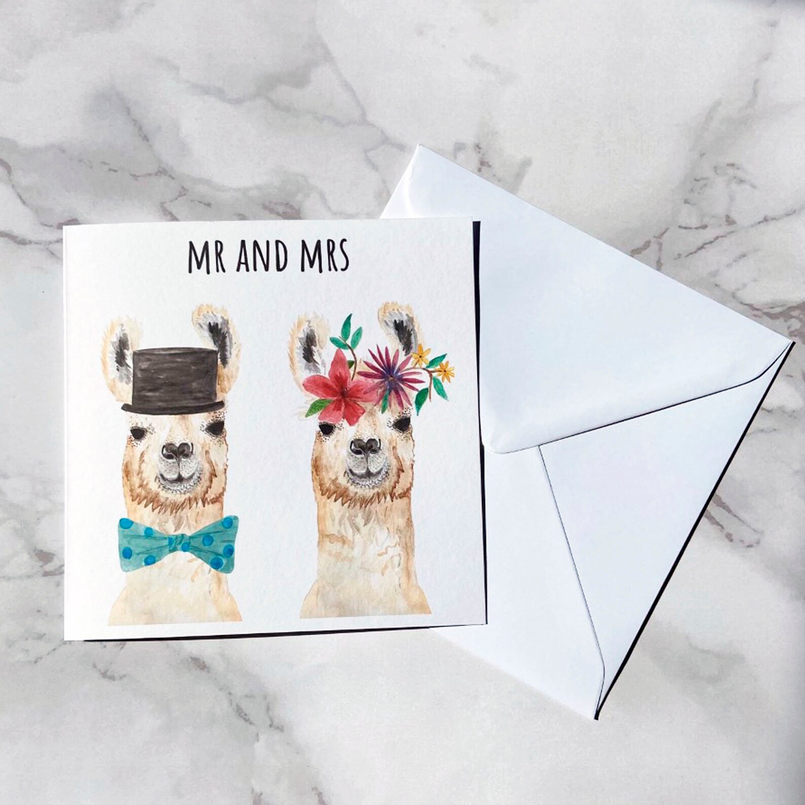 Mr and Mrs Llama Card Mr and Mrs Wedding Card Llama Wedding - Etsy UK