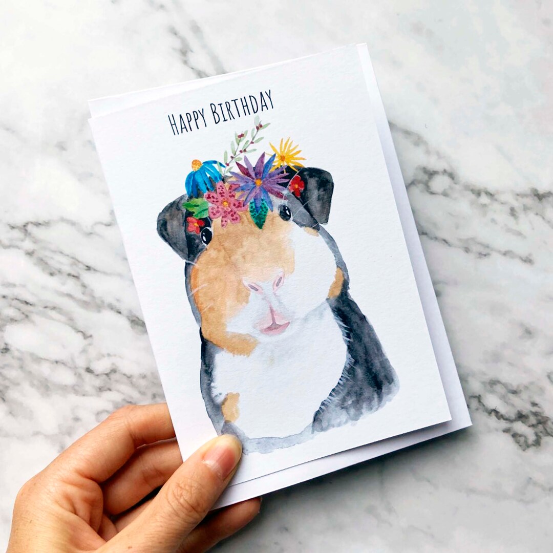 Guinea Pig Birthday Card, Personalised Guinea Pig Card, - Etsy