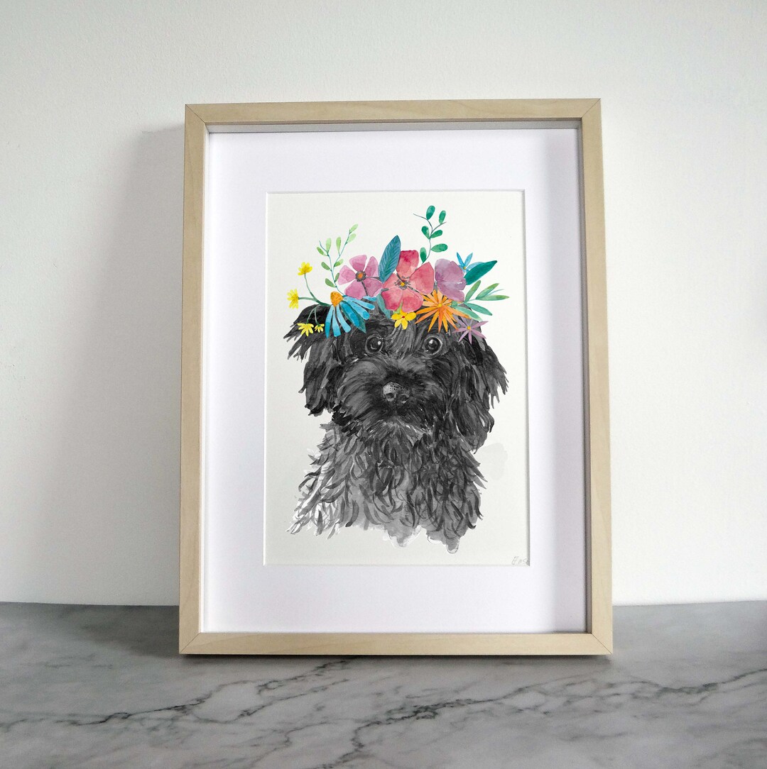 Cavapoo Art Print, Cockapoo Print, Black Cavapoo Print, Dog Print, Dog ...