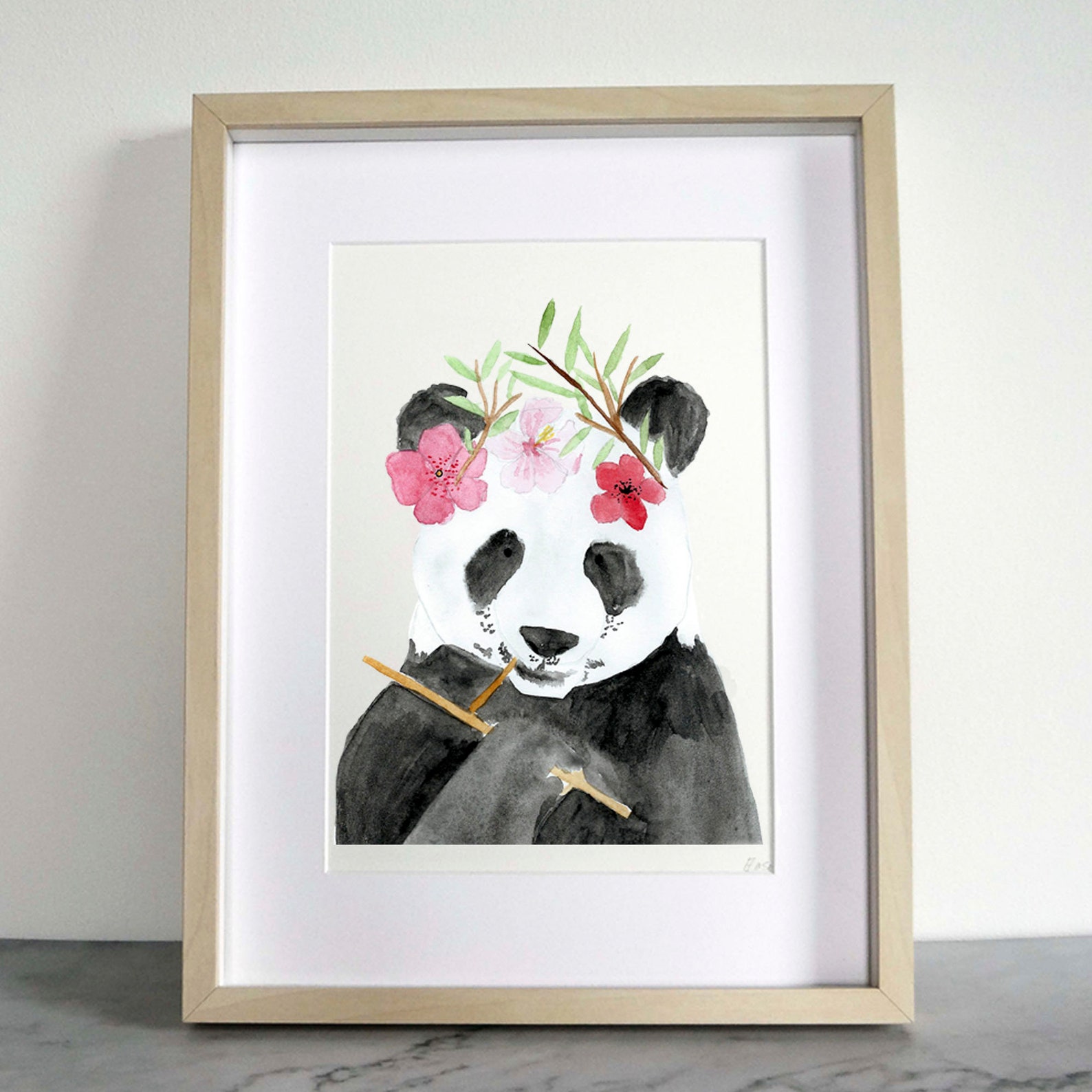 Panda Art Print Animal Print Floral Wall Print Wild Animal - Etsy UK