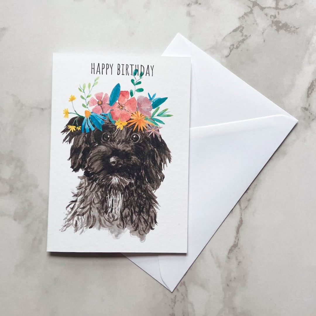 Black Cavapoo Card Cavapoo Birthday Card Cockapoo Birthday - Etsy