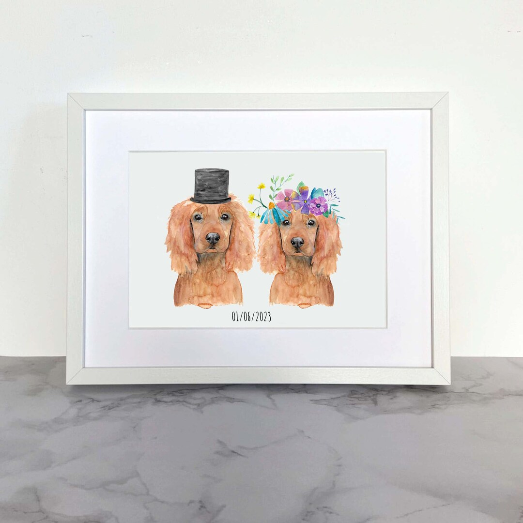Personalized Wedding Spaniel Print: Dog Lover Gift - Etsy