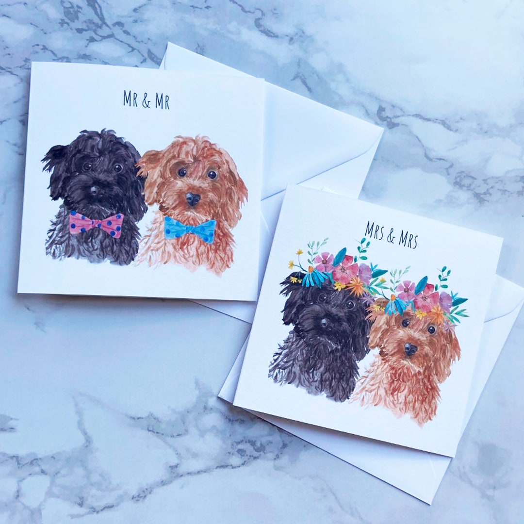Mrs and Mrs Card, Mr and Mr Card, Wedding Card, Dog Wedding Card, Gay ...