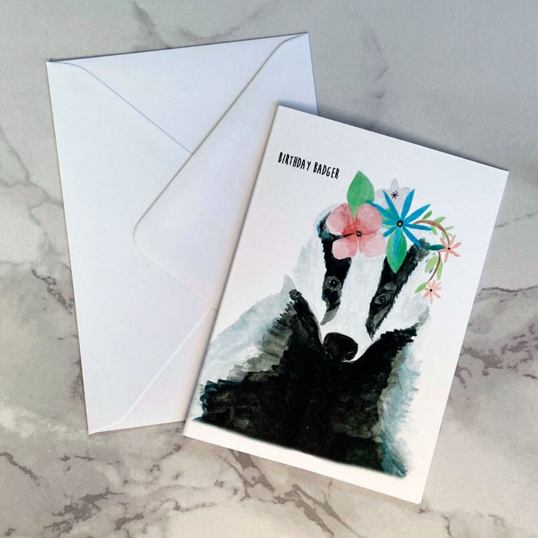 Badger Card, Badger Birthday Card, Animal Birthday Card, Animal Card ...