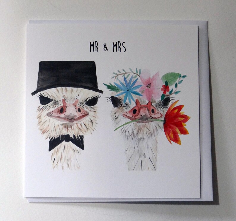 Personalised Wedding Card Animal Wedding Card Ostrich card | Etsy