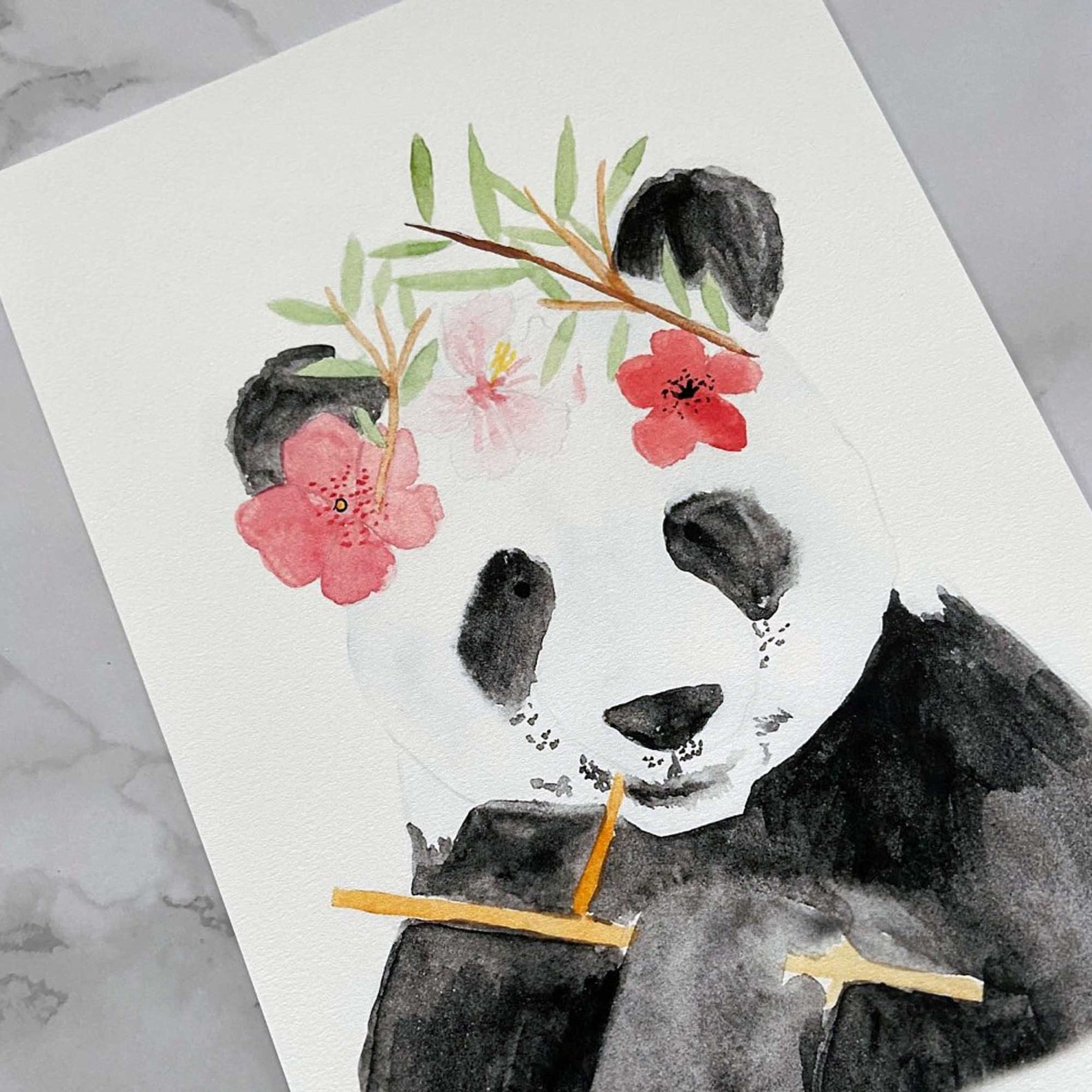 Panda Art Print Animal Print Floral Wall Print Wild Animal | Etsy UK