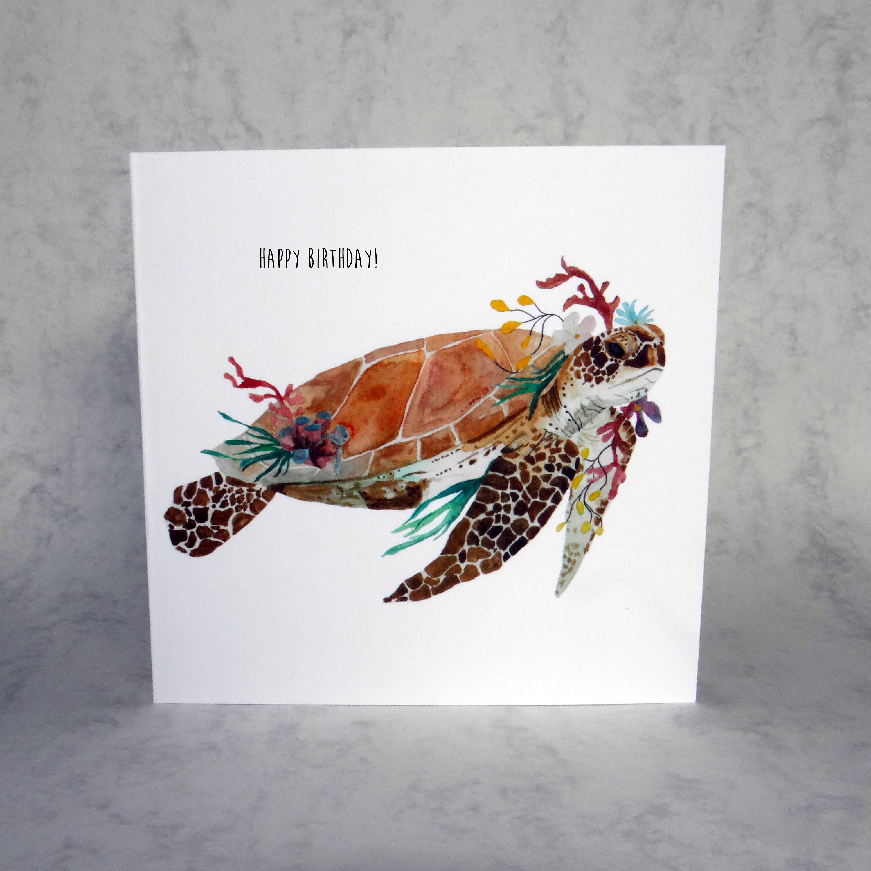 Turtle Birthday Card Turtle Card Animal Birthday Card Sea | Etsy